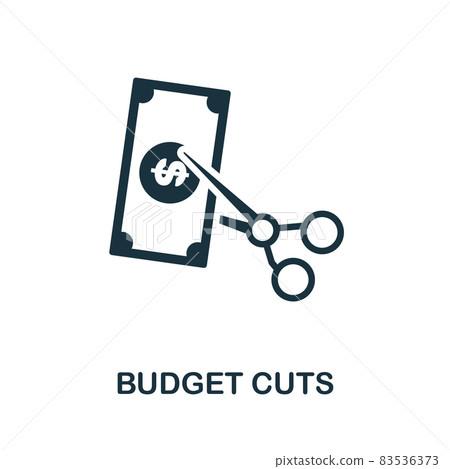 Budget Cuts icon. Monochrome sign from project... - Stock Illustration ...