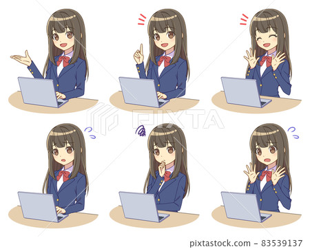 Blazer girl set to operate a personal computer - Stock Illustration ...