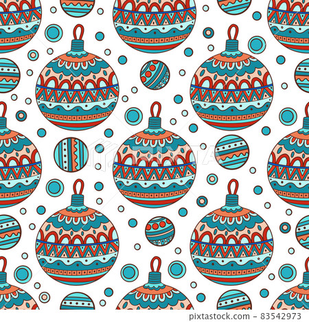 Christmas ball tree seamless pattern. Vector... - Stock Illustration ...