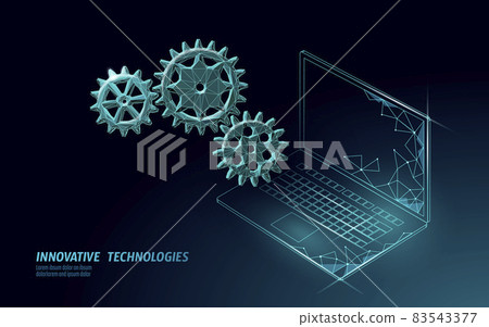 Laptop settings help service low poly. New... - Stock Illustration ...