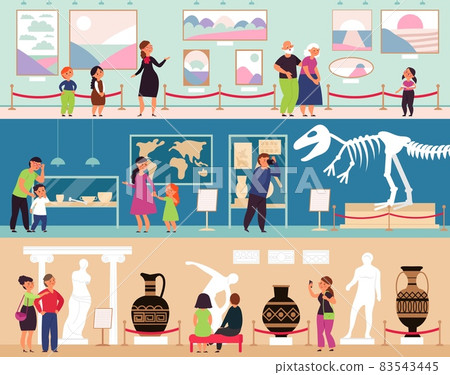 Museum gallery. Cartoon character people,...-插圖素材 [83543445] - PIXTA圖庫
