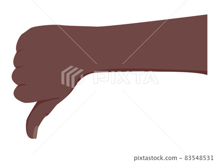 Dark skin hand with thumb down gesture. Signal... - Stock Illustration ...