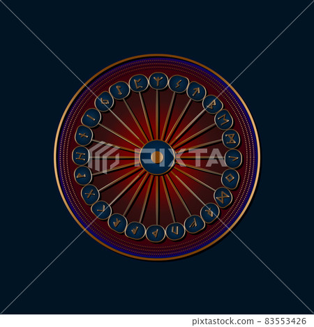 Set of old Norse runes circles. Gold Runic... - Stock Illustration ...