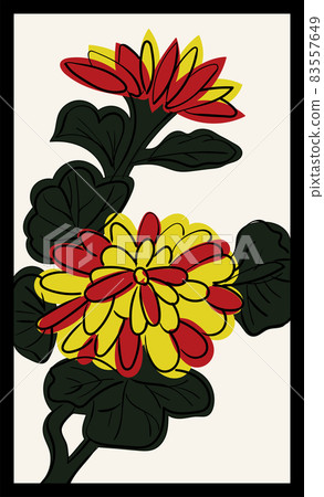 Hanafuda illustration single rose | September... - Stock Illustration ...