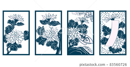 Illustration of Hanafuda Double Tone Black and... - Stock Illustration ...