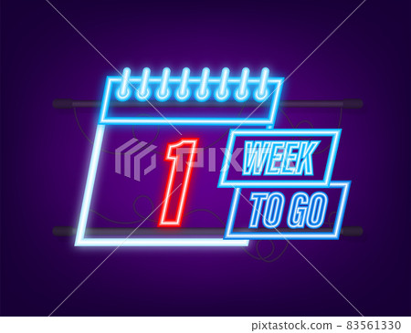 1 week to go. Neon style icon. Vector... - Stock Illustration [83561330 ...