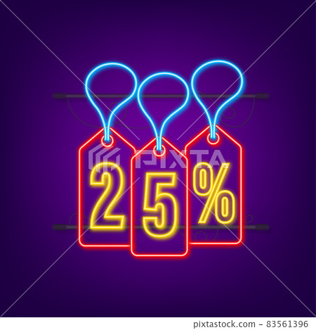 25 percent OFF Sale Discount neon tag. Discount... - Stock Illustration ...