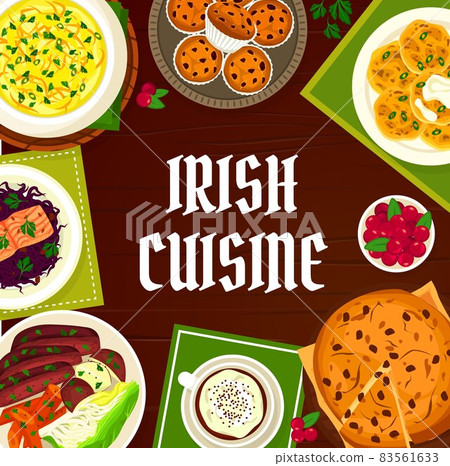 Irish cuisine vector menu cover with meals... - Stock Illustration ...