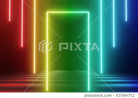 3d render of RGB neon light on darkness... - Stock Illustration ...