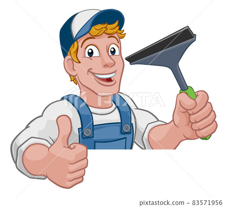Cartoon Window Cleaning Squeegee Car Wash Cleaner - Stock Illustration ...