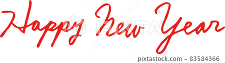Happy New Year-Characters-Cursive-English-New... - Stock Illustration ...