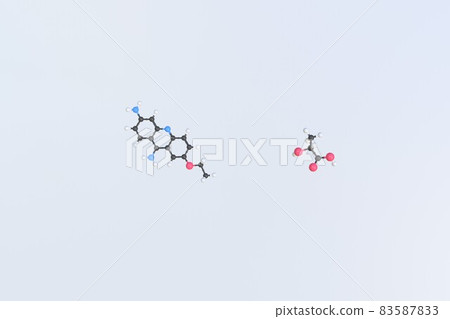 Ethacridine lactate molecule made with balls,... - Stock Illustration ...