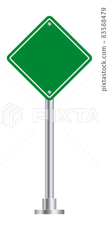 Green rhombus road sign. Highway traffic signboard - Stock Illustration ...