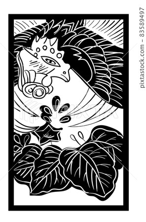 Hanafuda illustration monochrome black and... - Stock Illustration ...