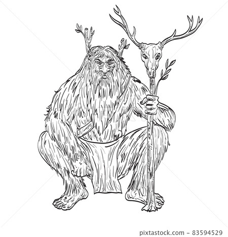 Basajaun or Lord of the Woods in Basque... - Stock Illustration ...