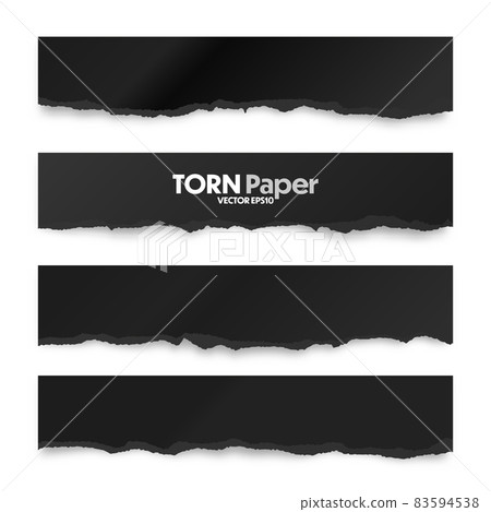 Ripped black paper strips. Realistic crumpled... - Stock Illustration ...