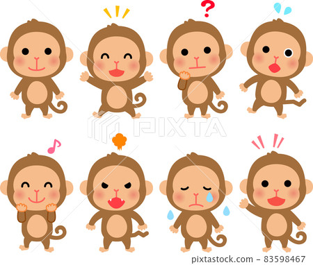 Monkey character illustration set - Stock Illustration [83598467] - PIXTA