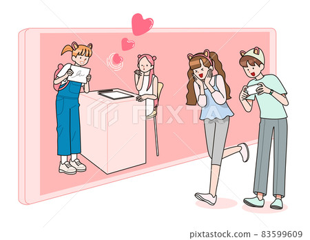star and fan club meeting in online world - Stock Illustration ...