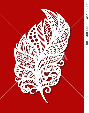 Decorative stylized feather, leaf, quill....-插圖素材 [83599942] - PIXTA圖庫