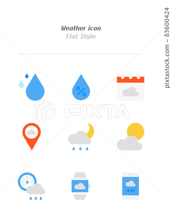 weather icon set in flat simple color style - Stock Illustration ...
