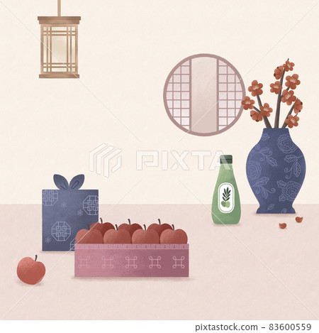 Korean traditional objects and background... - Stock Illustration ...