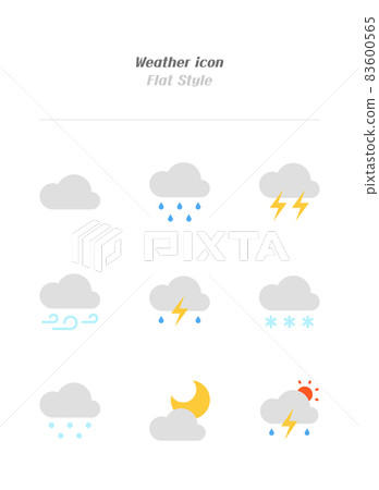 weather icon set in flat simple color style - Stock Illustration ...
