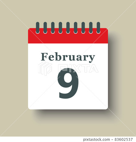 Icon day date 9 February, template calendar page - Stock Illustration ...