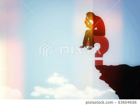 Illustration of a person sitting on a question... - Stock Illustration ...