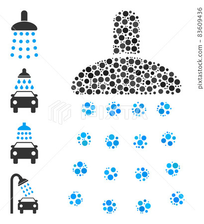 Dotted Shower Mosaic of Round Dots and Bonus Icons - Stock Illustration ...