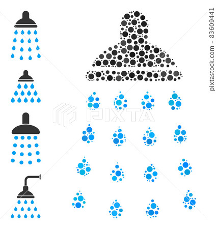 Dotted Shower Collage of Round Dots and Other... - Stock Illustration ...