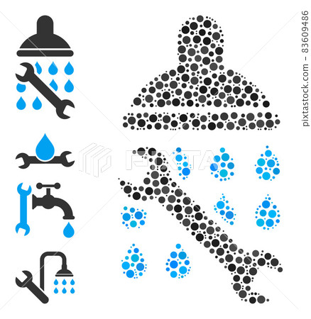 Dotted Shower Plumbing Composition of Round... - Stock Illustration ...