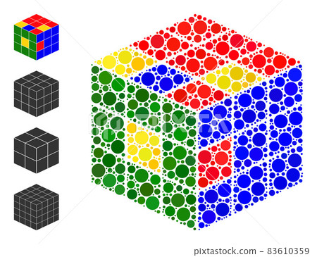 Dotted Puzzle Cube Collage of Rounded Dots with... - Stock Illustration ...