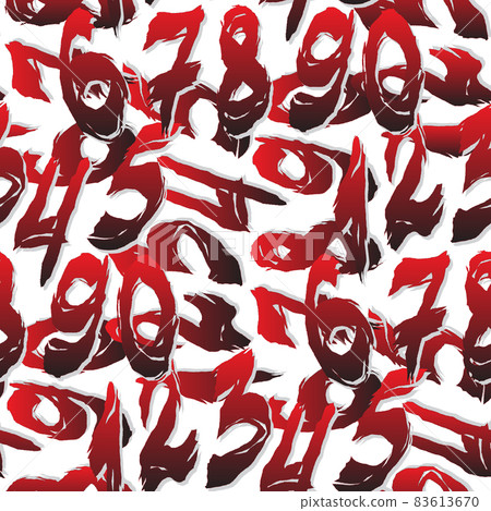 Seamless dark red ragged numbers pattern on... - Stock Illustration ...