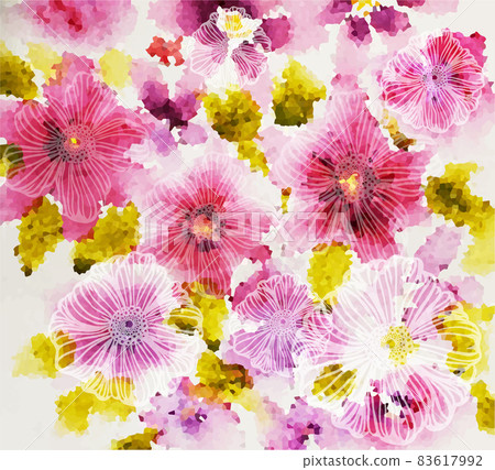 The background is a mosaic of flowers. Vector... - Stock Illustration ...
