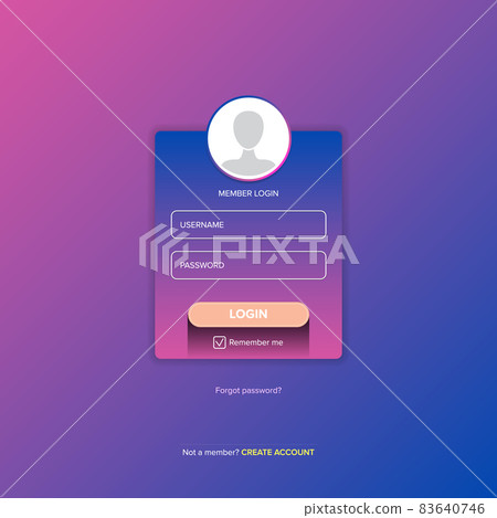 Login form web page design template or mock up.... - Stock Illustration [83640746] - PIXTA