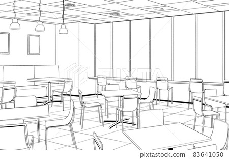 Cartoon style pen drawing illustration office... - Stock Illustration ...
