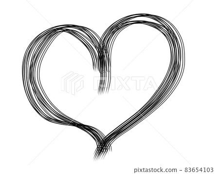 Handwritten heart monochrome - Stock Illustration [83654103] - PIXTA