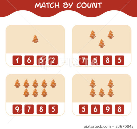 Match by count of cartoon gingerbread cookie .... - Stock Illustration ...