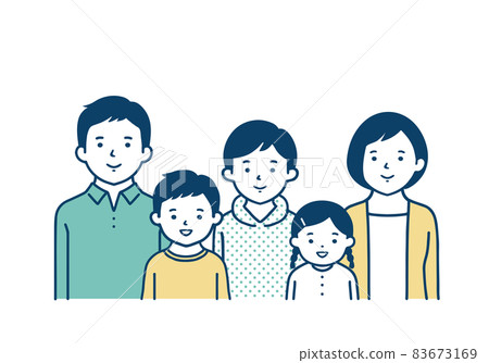 Illustration of a family of 5 and upper body - Stock Illustration ...