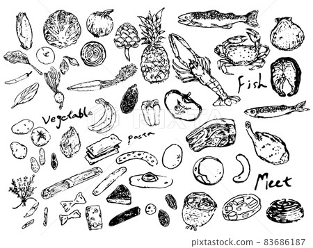 Food line drawing set - Stock Illustration [83686187] - PIXTA