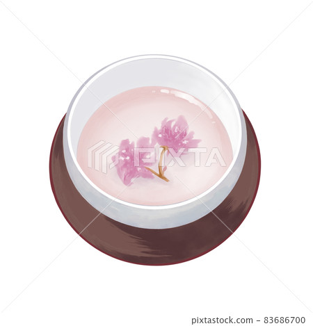Sakurayu placed on a cup in a watercolor style - Stock Illustration ...