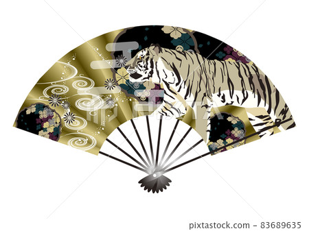 Folding fan tiger tiger - Stock Illustration [83689635] - PIXTA