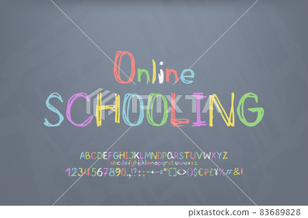 Multicolor chalk alphabet letters, numbers,... - Stock Illustration ...