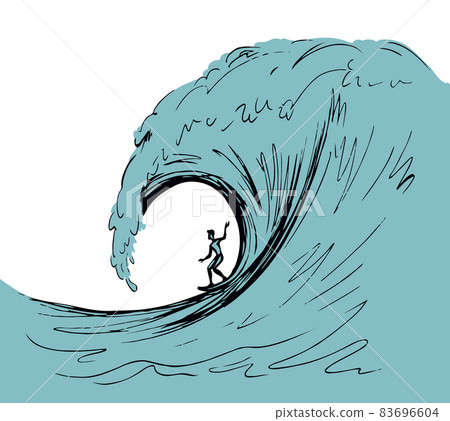 Big sea wave. Vector drawing-插圖素材 [83696604] - PIXTA圖庫