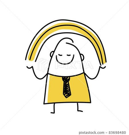 Stick man holding a rainbow in his hands. - Stock Illustration ...