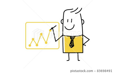 Stick man draws a graph of financial growth.... - Stock Illustration ...
