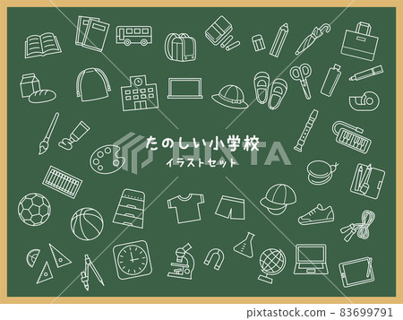 Hand-painted cute elementary school life tool set - Stock Illustration ...