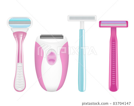Shaving razor mockup set, vector realistic... - Stock Illustration ...