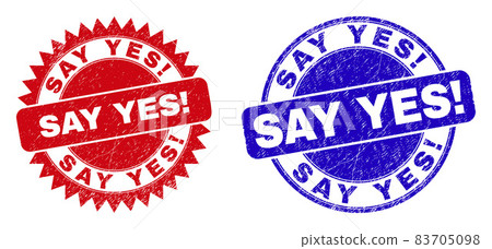 SAY YES Rounded and Rosette Stamp Seals with... - Stock Illustration ...