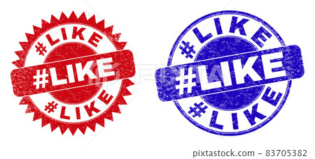 hashtag LIKE Round and Rosette Seals with... - Stock Illustration ...